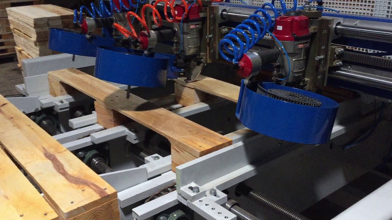 Pallet legs nailer with magazines - YouTube