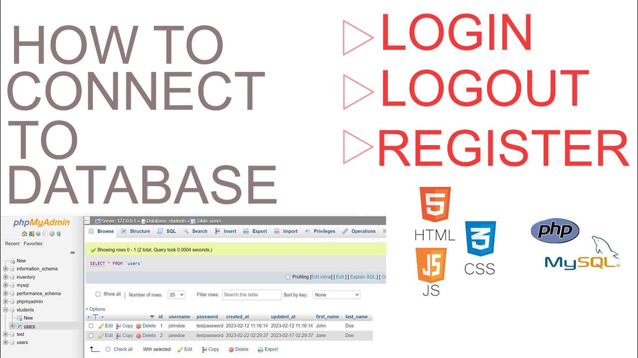 Login Logout System with PHP and MySQL | How To Connect to MySQL Database using PHP PDO - YouTube