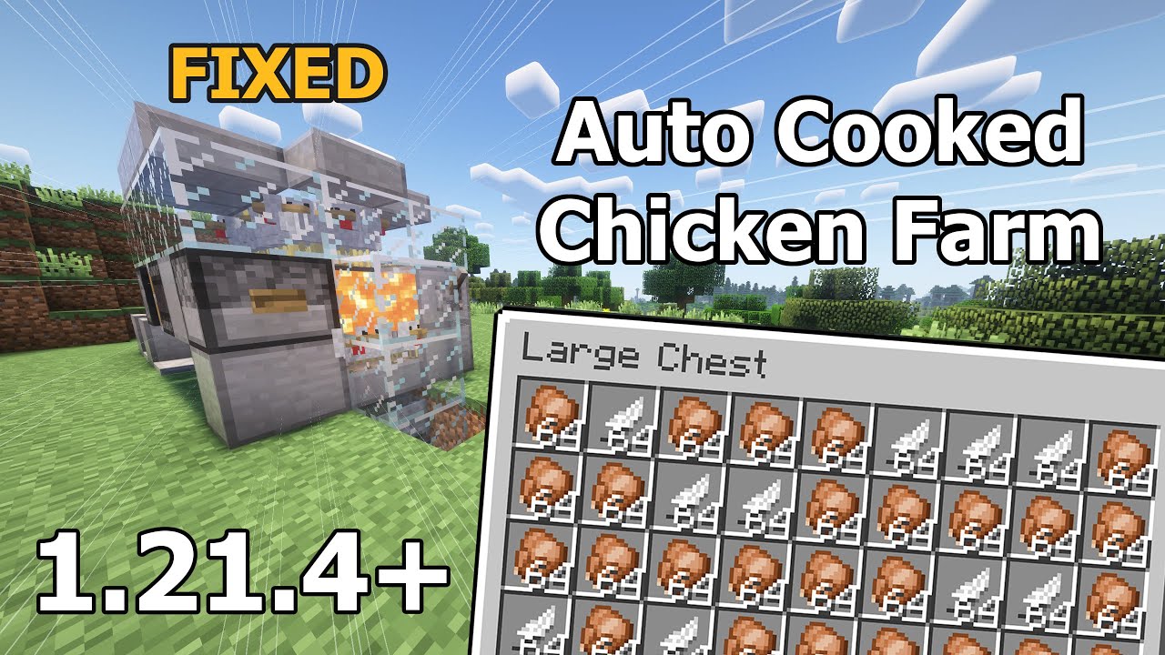 FIXED Minecraft 1.21.4 Auto Cooked Chicken Farm! - YouTube