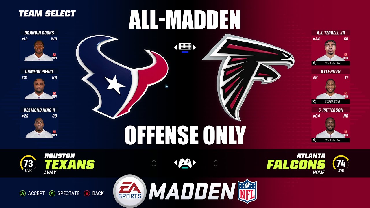 Madden NFL 23 Falcons vs. Texans (All-Madden) (Falcons Offense Only ...