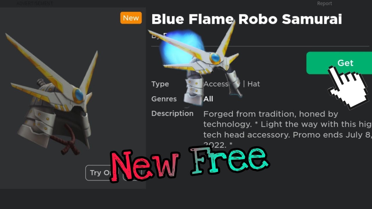 Lấy Vật Phẩm Mới Mũ Blue Flame Robo Samurai inventory | Roblox Code ...