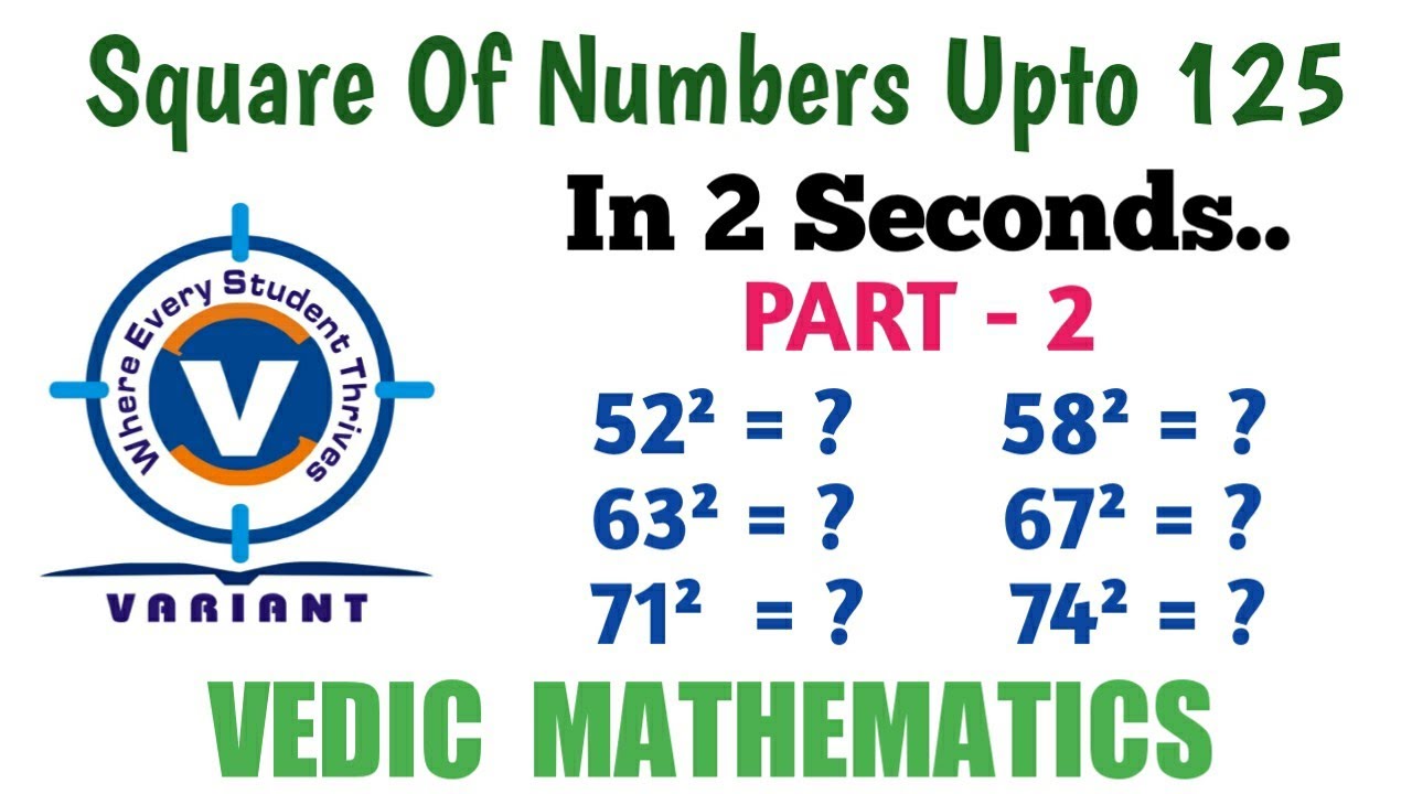 Square Of Numbers Upto 125 (Part - 2) - Vedic Mathematics - by Shubham ...