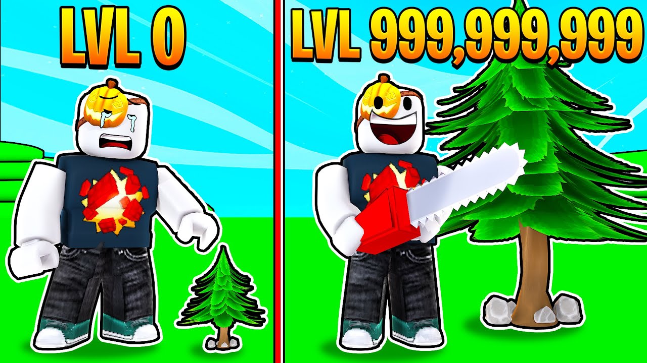CHOPPING MAX LEVEL TREE in Woodcutter Simulator! - Roblox - YouTube