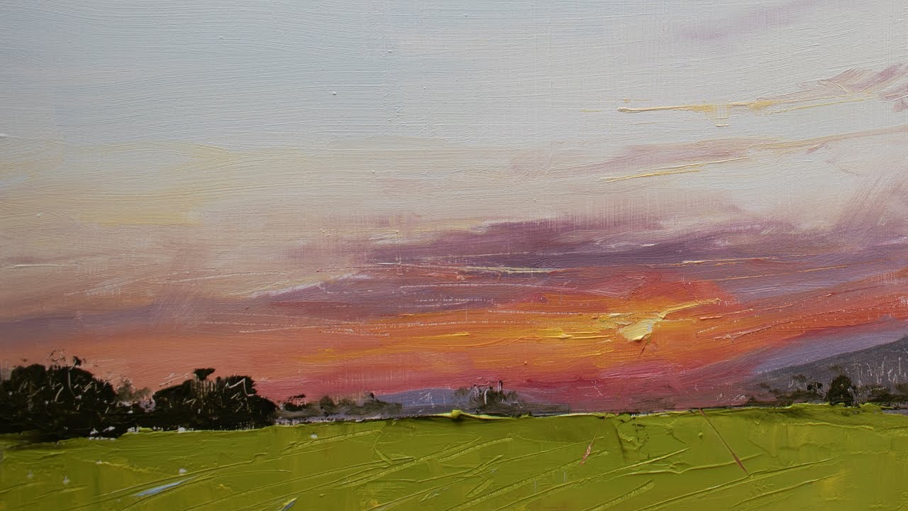 How to Paint a Vibrant Sunset in Oils: Serene Horizon Tutorial - YouTube
