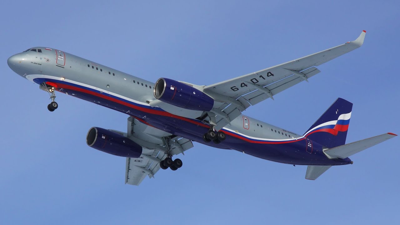 CLOSEUP Tupolev Tu-204-100B and other WINTER LANDINGS at Moscow Airport ...