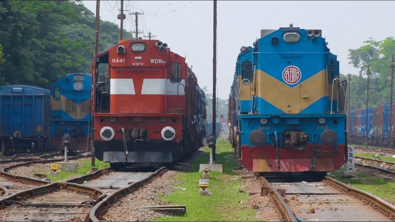 Indian 14441/WDM-3D & Bangladeshi 6528/WDM-3D are together - YouTube