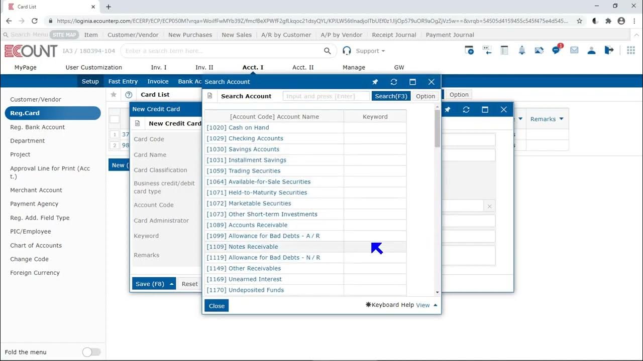 [ECOUNT Practice] Setup - Reg. Card - YouTube