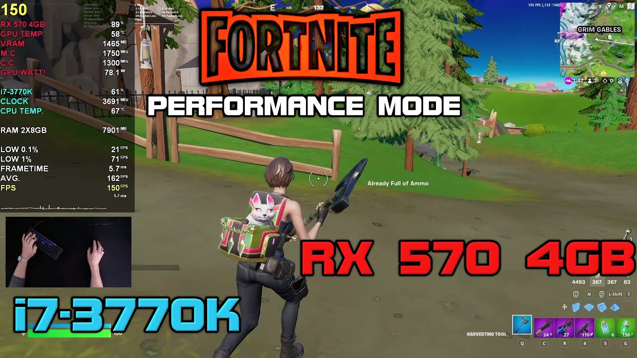 Fortnite-i7 3770K-Rx 570 4Gb-16Gb Ram@1080p-Performance Mode Low ...