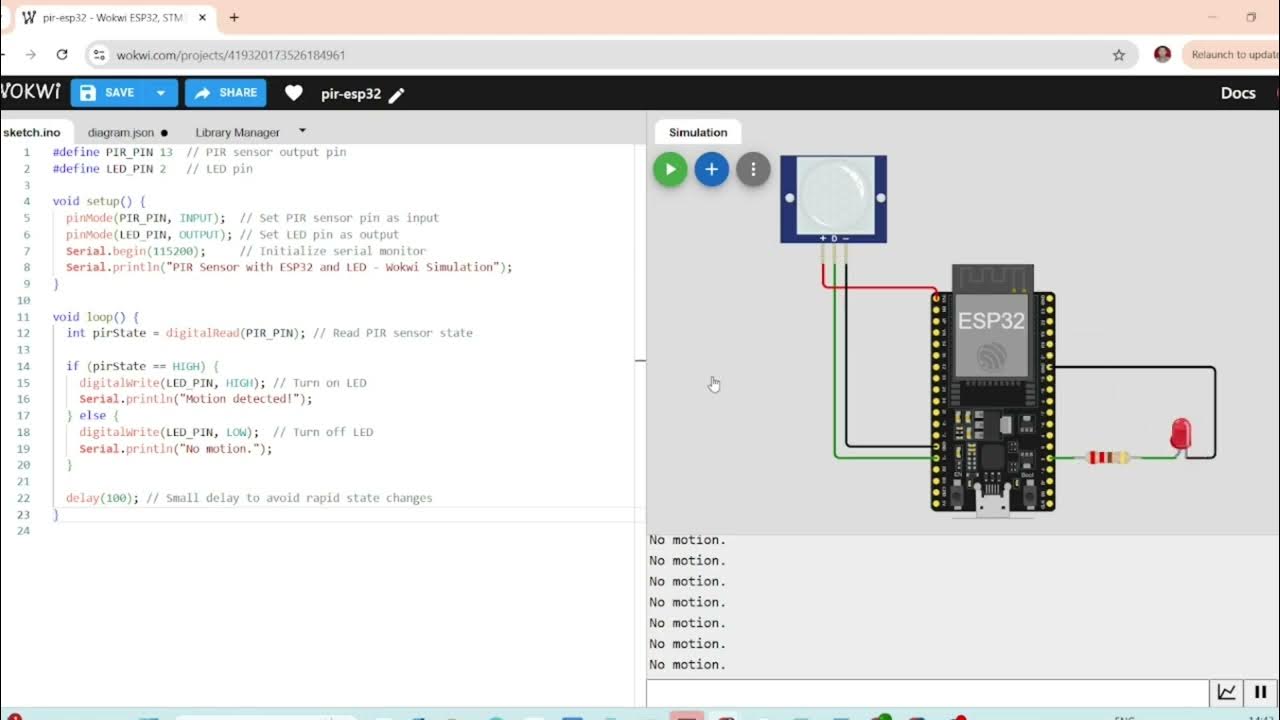 Connecting PIR Sensor to ESP32 on Wokwi | IoT Motion Detection Tutorial ...