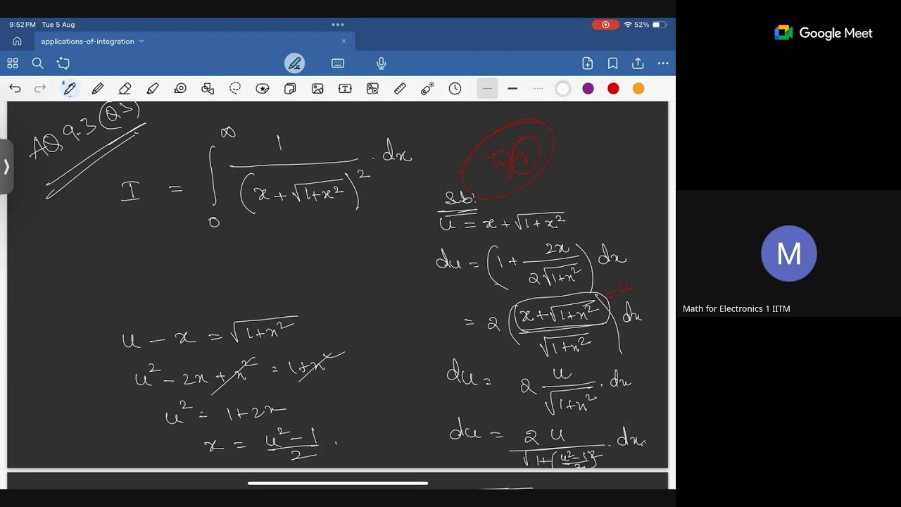 Week 9 - Live session 1 - Applications of integration - YouTube