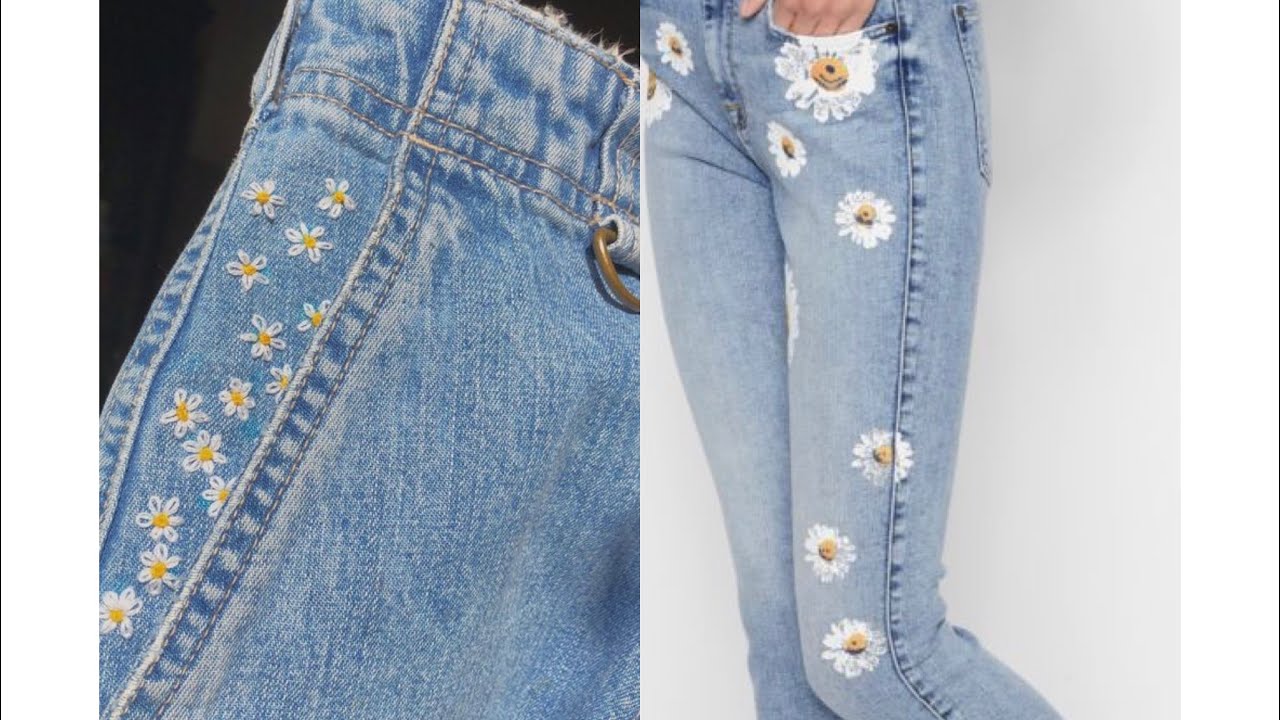 Unique jeans embroidery - YouTube