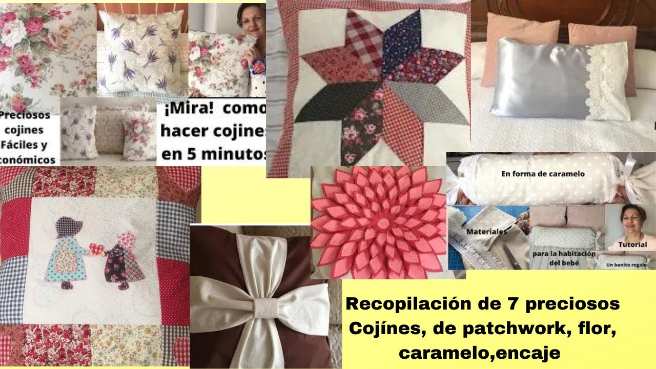 DIY - 7 Cojines para hacer en 5 minutos+ cojín de patchwork - YouTube