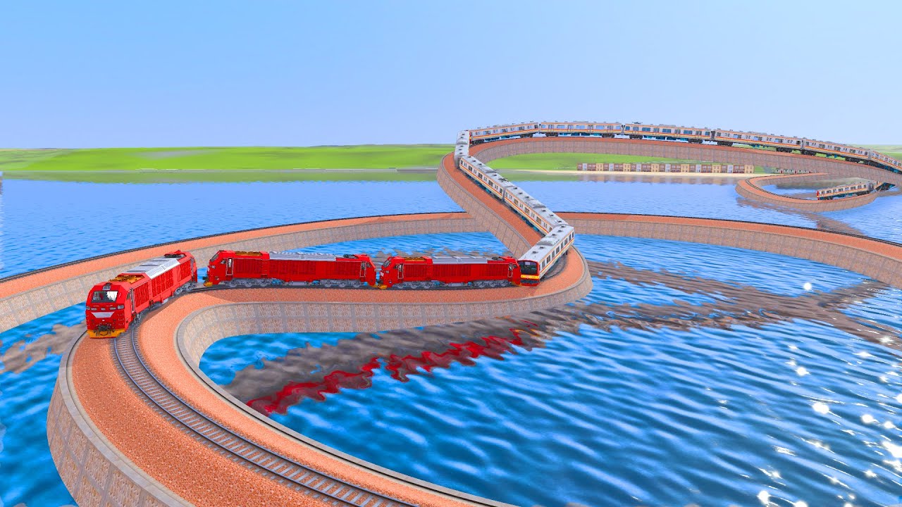It's so cool! Red Train Crosses Intricate Spiral Tracks Full of Sharp ...