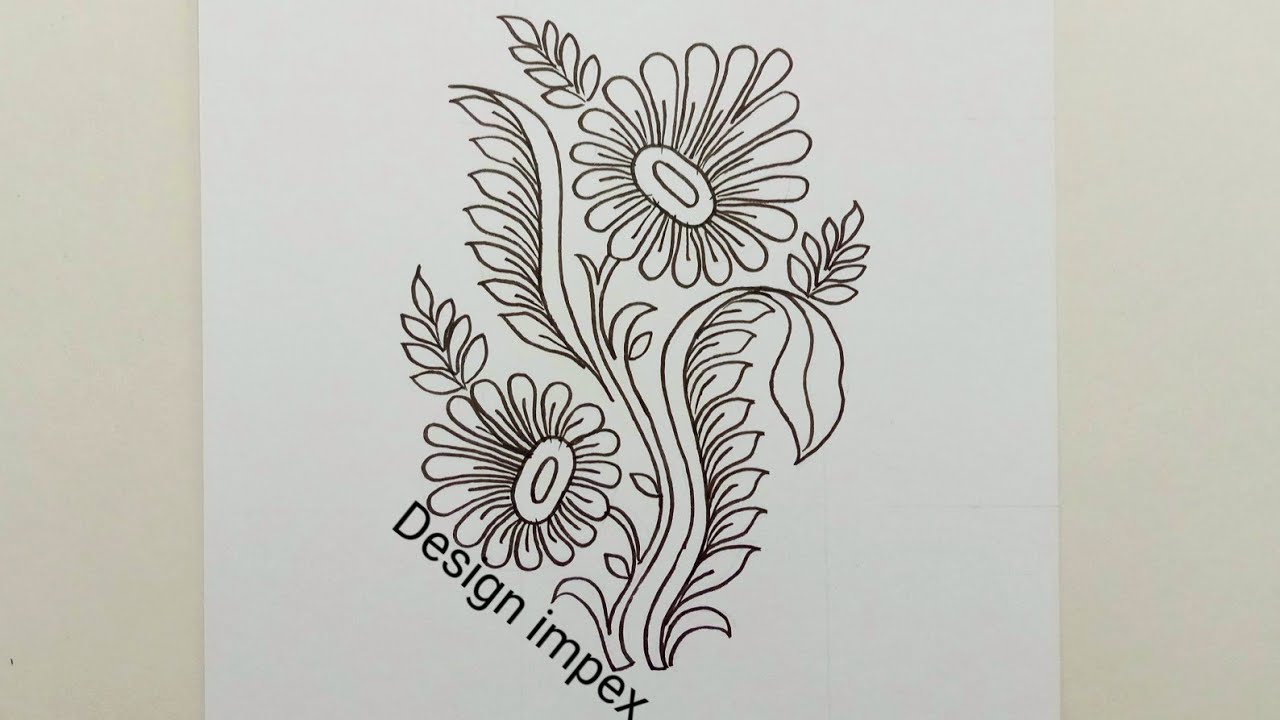 Hand embroidery design #38| How to draw an easy flowers design for ...
