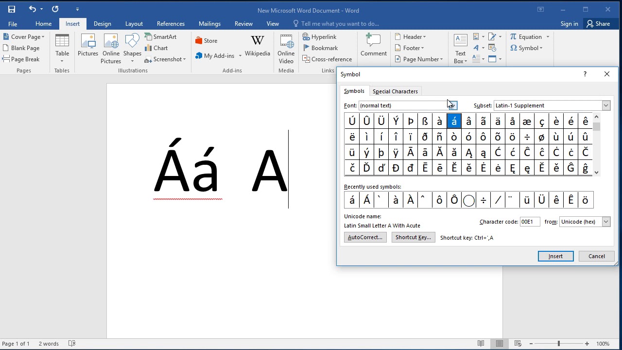 How To Type Letter A With Acute Accent In Word YouTube How To Type Letter A With Acute Accent In Word YouTube