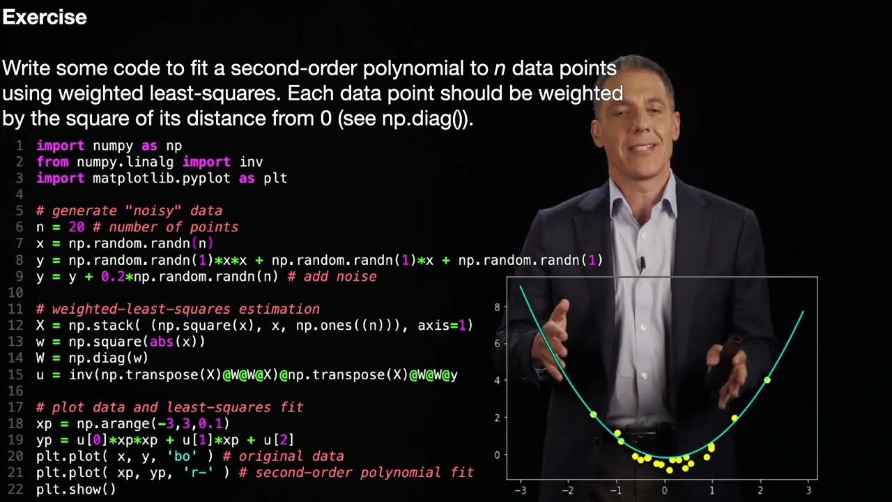 Image understanding: supervised learning: regression: weighted least-squares: line fit ...