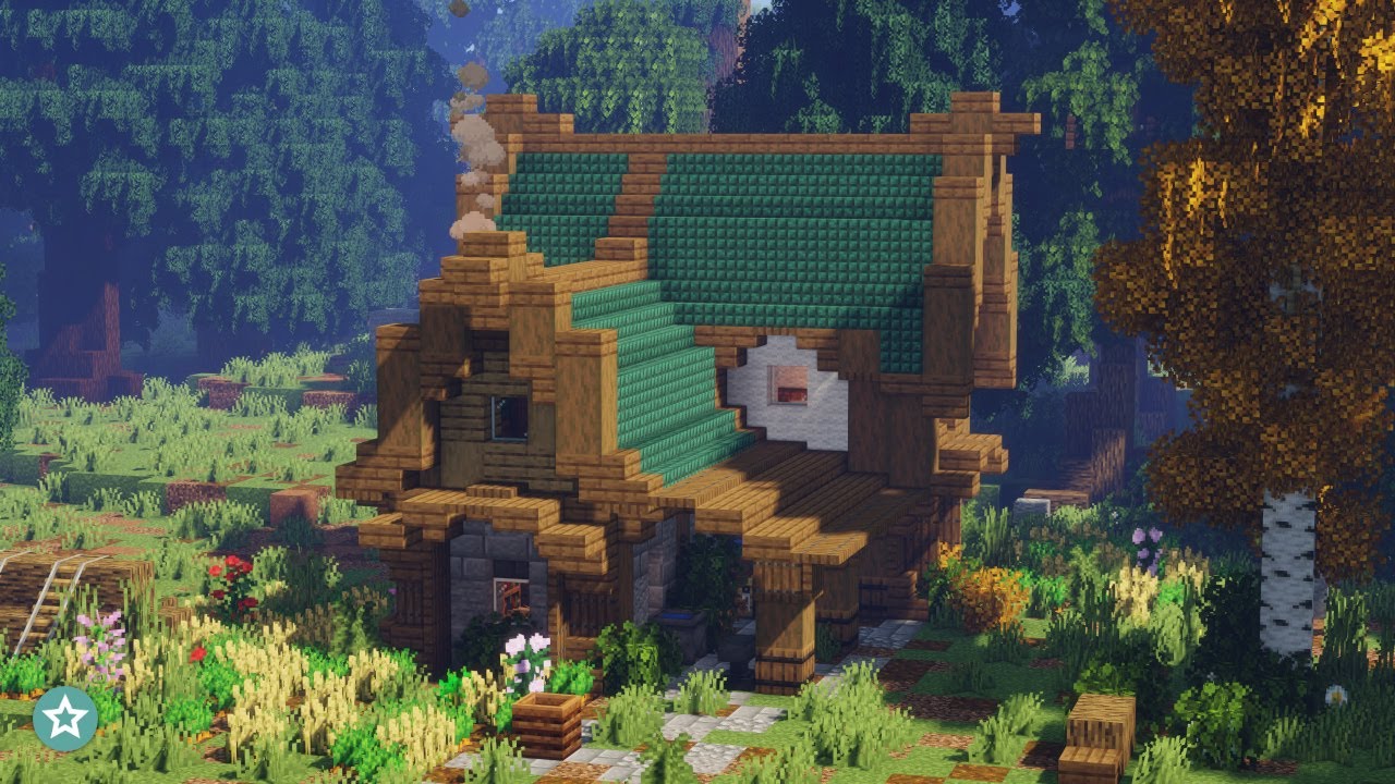 Minecraft | Medieval Survival House with Roof Overhang - Tutorial - YouTube