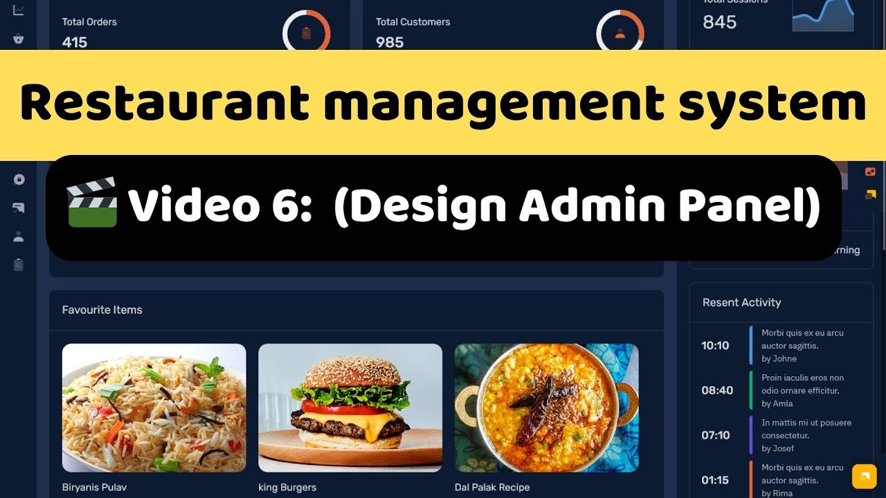 #06 Admin Panel Design using HTML & CSS | PHP Restaurant Management ...