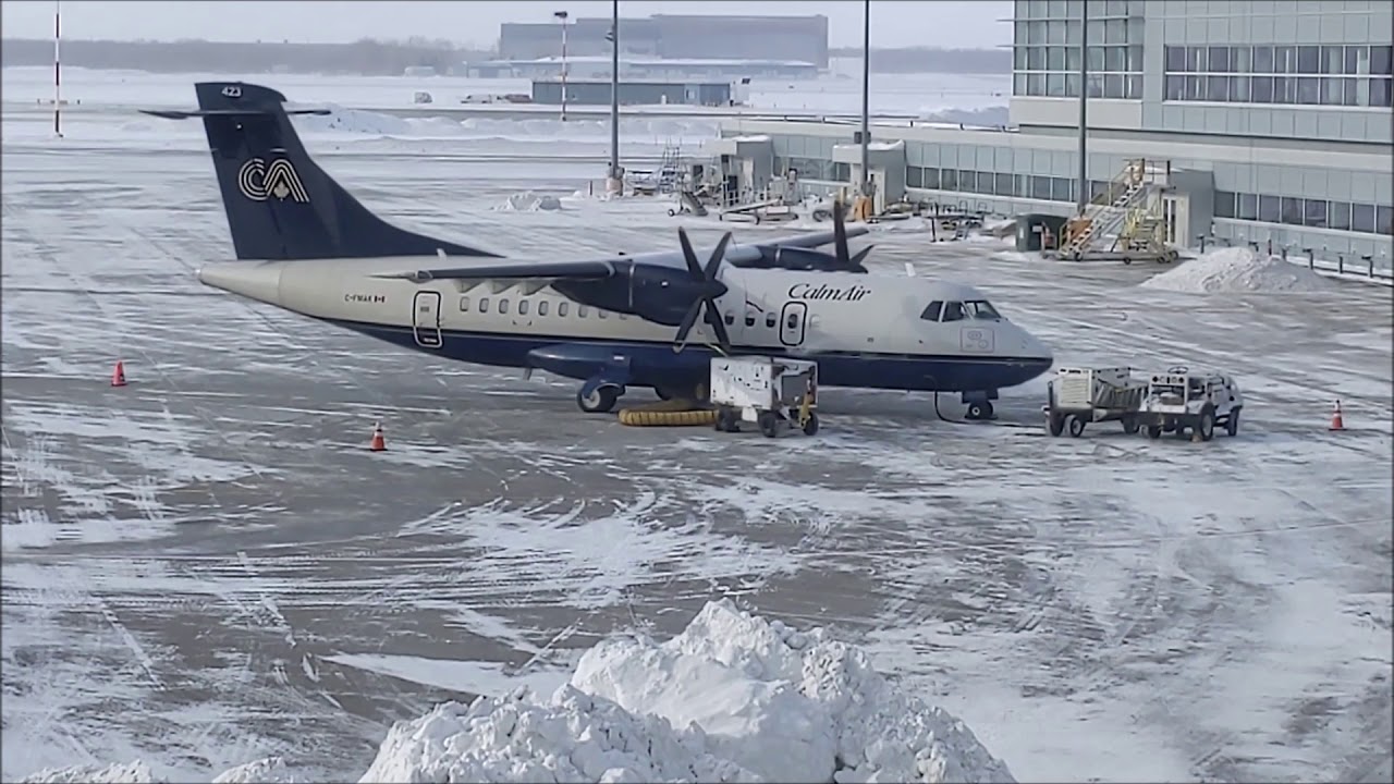 Calm Air ATR-42 Parked at Winnipeg, Canada Airport - YouTube