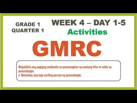GRADE 1 GMRC WEEK 4 Q1 - YouTube