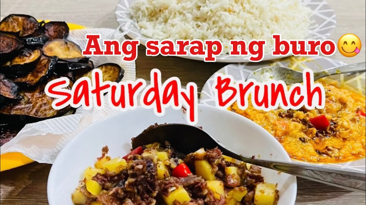 Shrimp Buro , Corned Beef with Patatas and Fried Eggplant for Brunch l ...