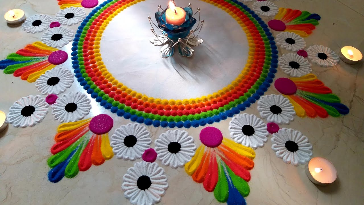 Big Rangoli Designs | Big Rangoli For Diwali | Big Freehand Rangoli ...