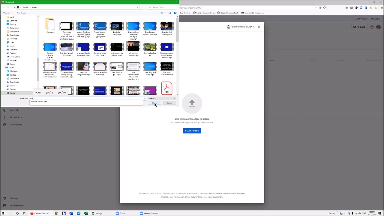 Uploading videos or audios on your YouTube Channel with jaws screen ...