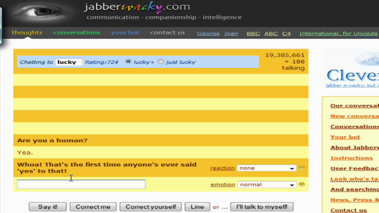 Jabberwacky - Talk To a computer Bot? - YouTube