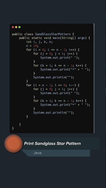 Print Sandglass star pattern Java #shorts #java #pattern - YouTube