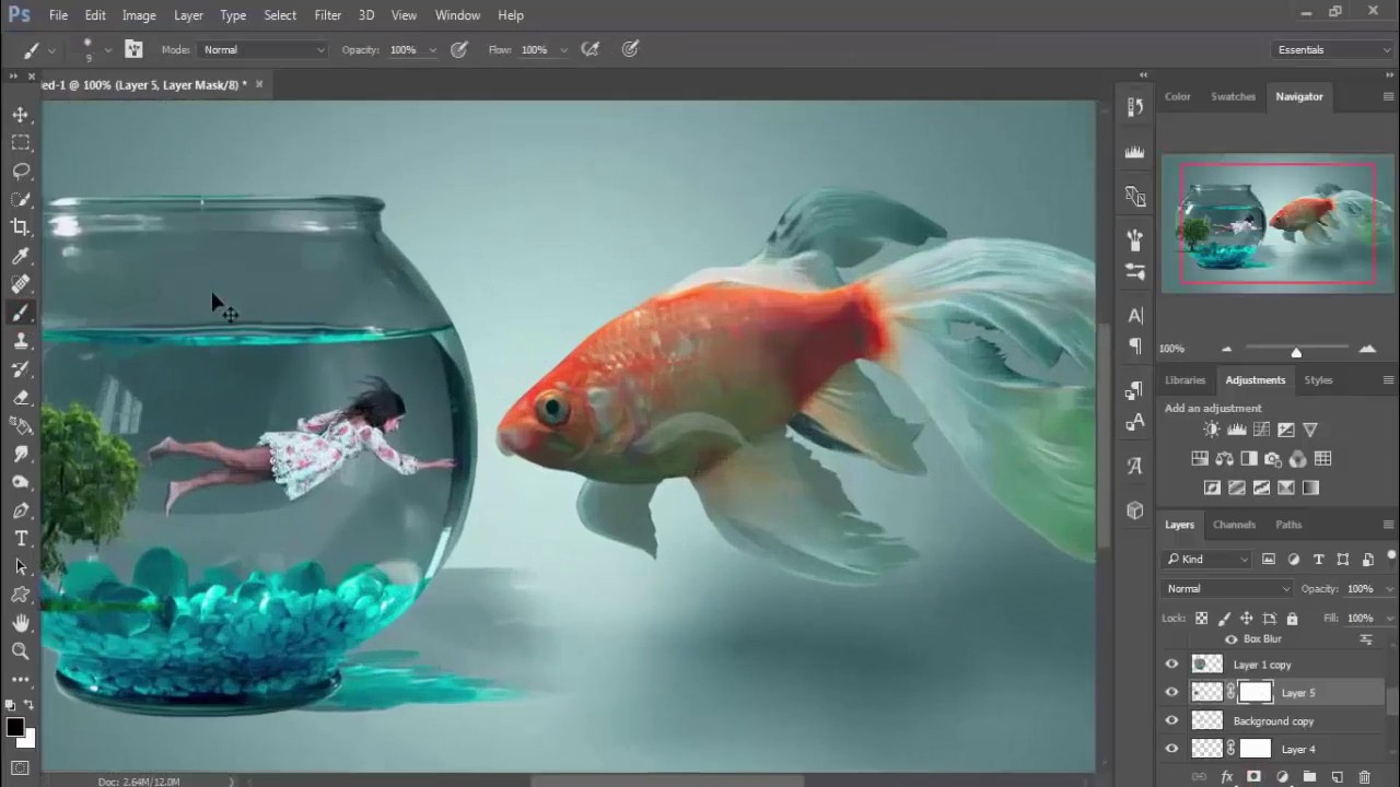 KS Editz girl in fish bowl photoshop cc 2015 5 manipulation tutorial ...