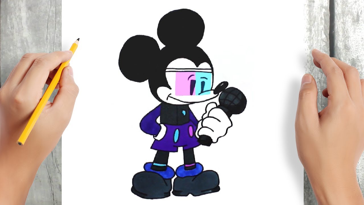 How to draw NEO MICKEY MOUSE (SUICIDE) | Friday Night Funkin | FNF mod ...