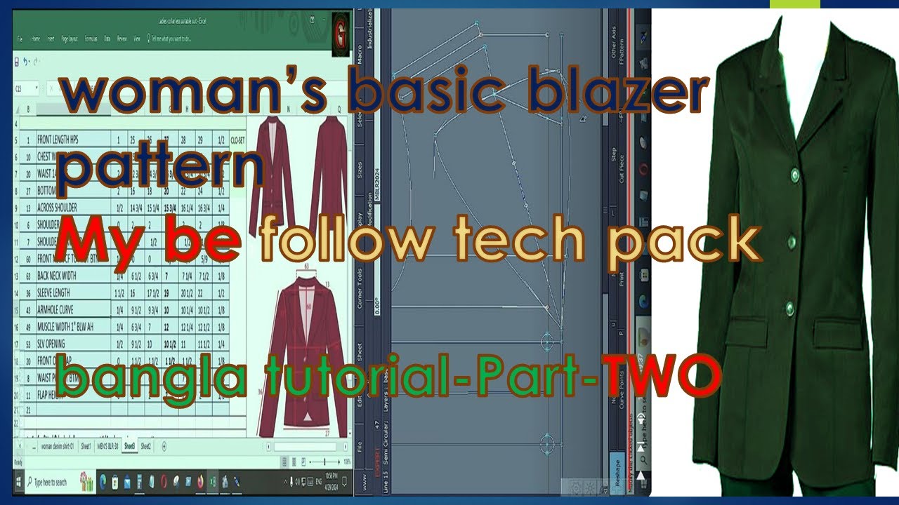 WOMAN'S SUIT COAT/ BLAZER DRAFTING & CUTTING PATTERN ON LECTRA MODARISH ...