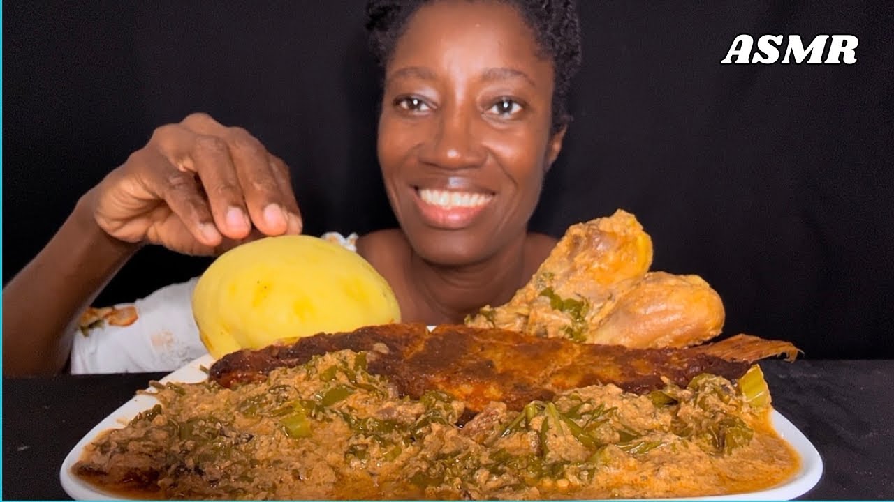 Asmr eating Fufu and Egusi soup | African eating show | Best fufu mukbang | satisfying asmr ...