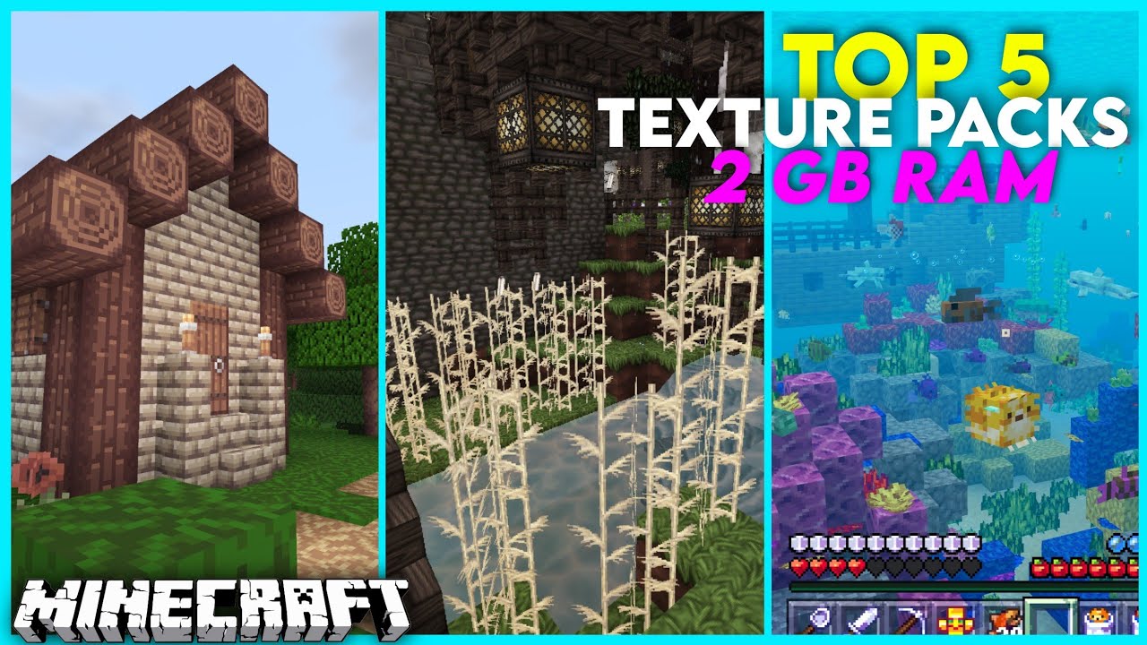 Top 5 Texture Packs for 2GB RAM Pc | Minecraft 1.17.1+ - YouTube