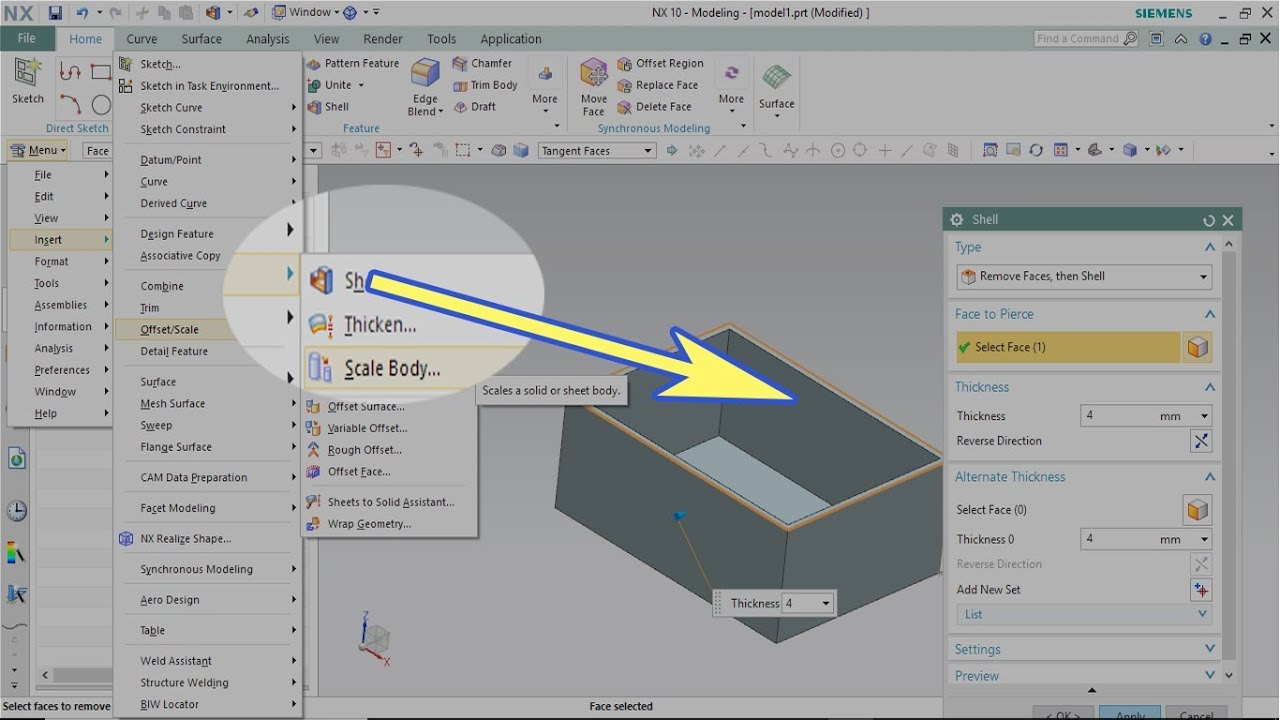 Nx Cad Offset and Scale Body Topic | Shell, Thicken, Scale Body | Tamil ...