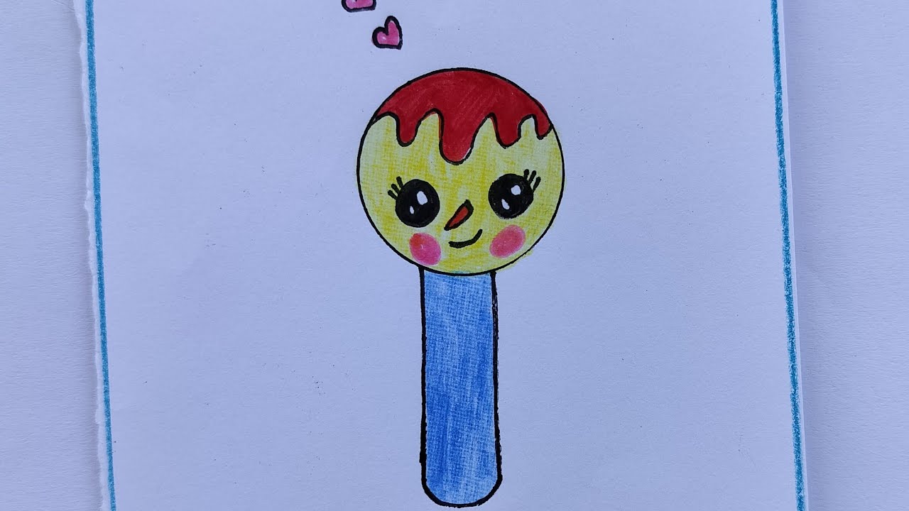 How to draw a cute lollipop drawing step by step ll easy lollipop ...