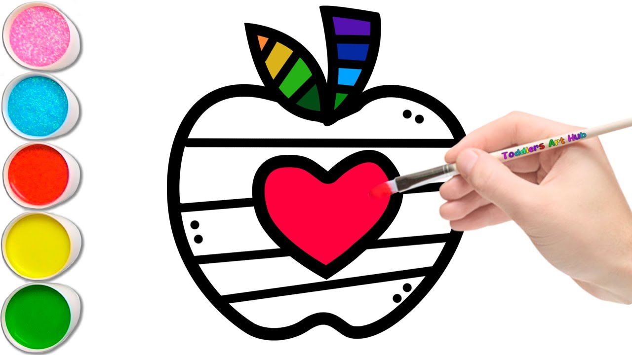 How to Draw an Apple Easy | Rainbow Apple Drawing for Kids | Drawing ...
