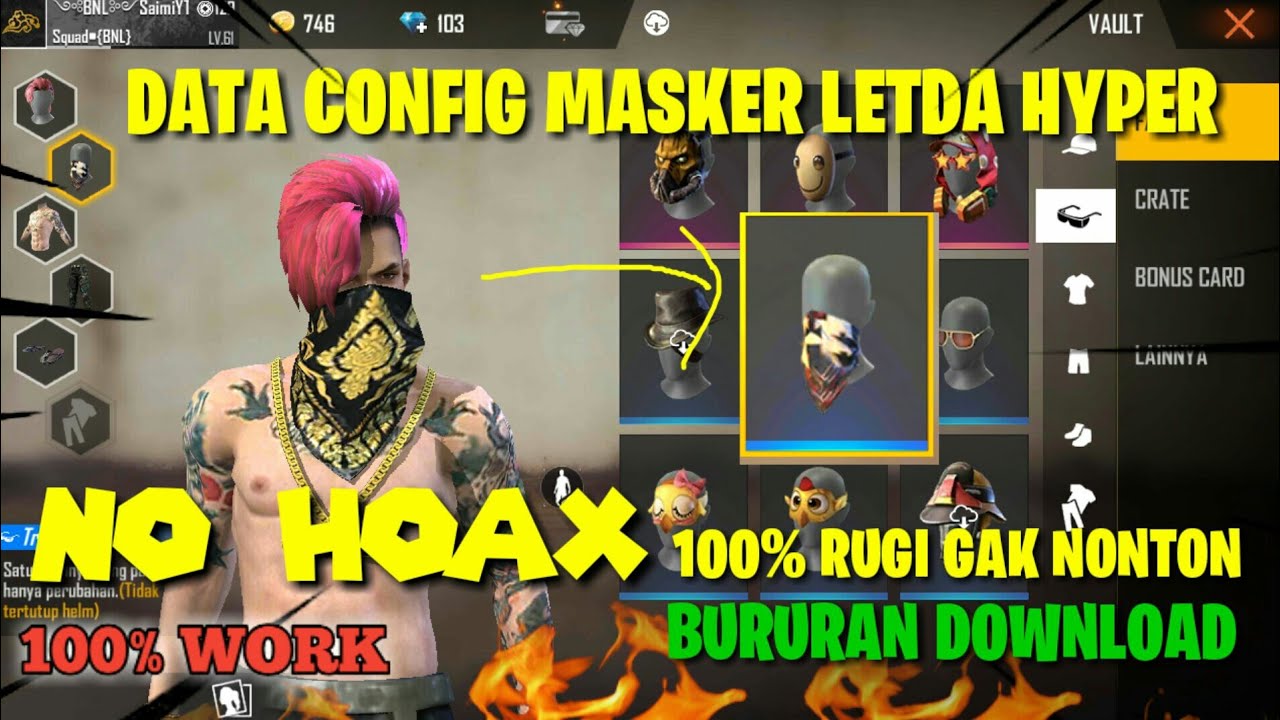 SKIN GRATIS FREE FIRE !! DATA CONFIG MASKER LETDA HYPER - YouTube