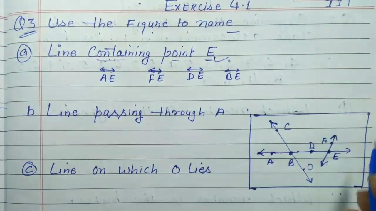 Exercise 4.1 - Q 3 - Class 6 | Use the figure to name (a). Line containing point E - YouTube
