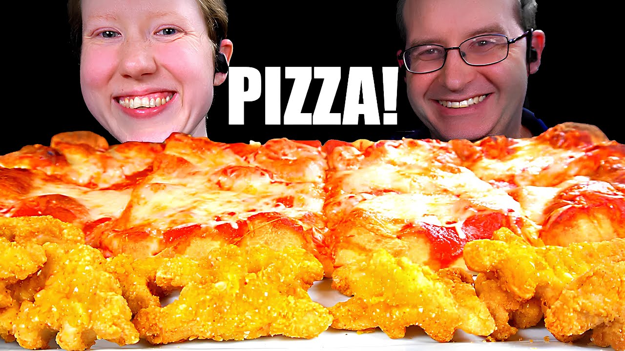 ASMR PIZZA & CHICKEN NUGGETS MUKBANG EATING SOUNDS - YouTube