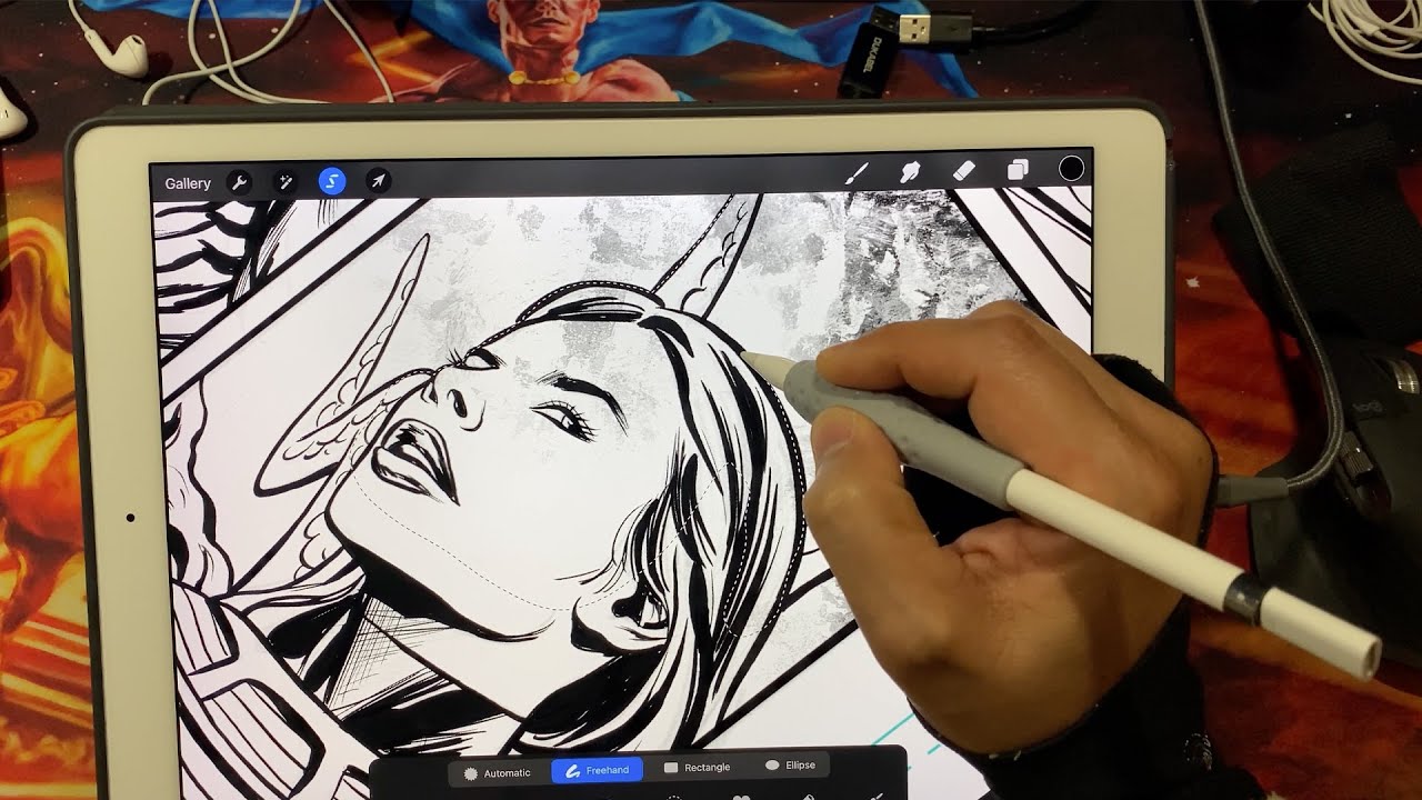 Just some comic book inking, timelapse and comic book update - YouTube