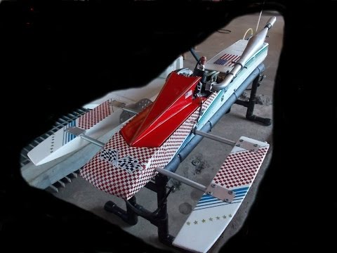 R/C Gas Outrigger Hydroplane start up..... - YouTube