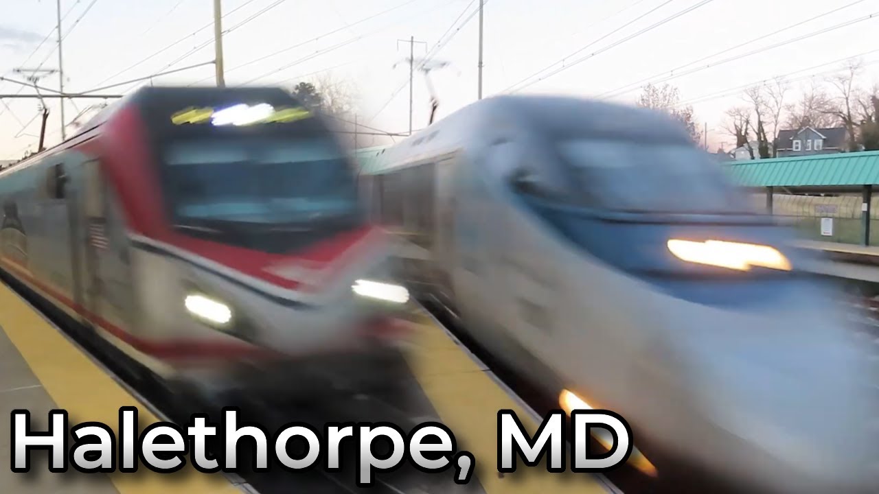 110+ MPH FAST Amtrak Trains at MARC Train Station in Halethorpe, MD ...