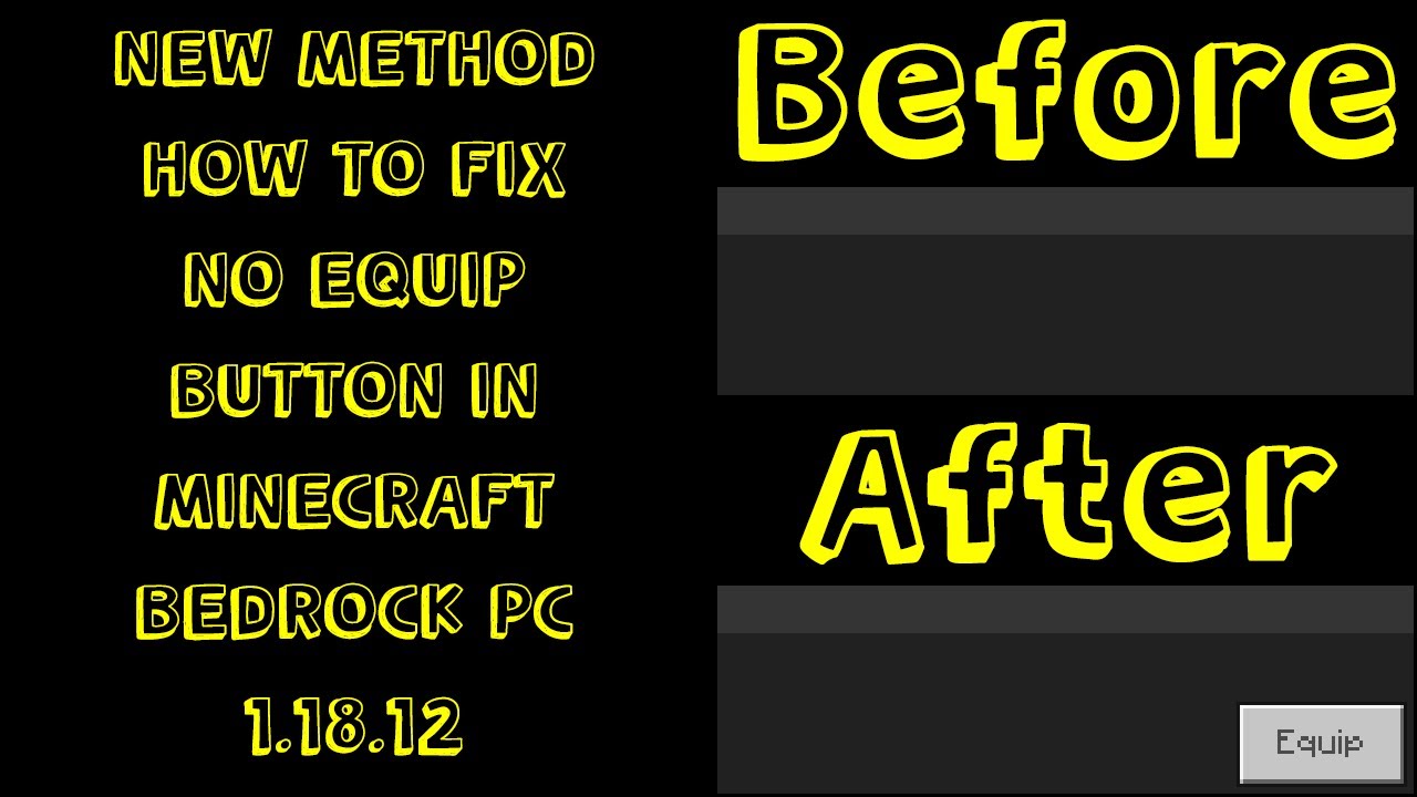 How To Fix No Equip Button in minecraft bedrock pc 1.18.12 - YouTube