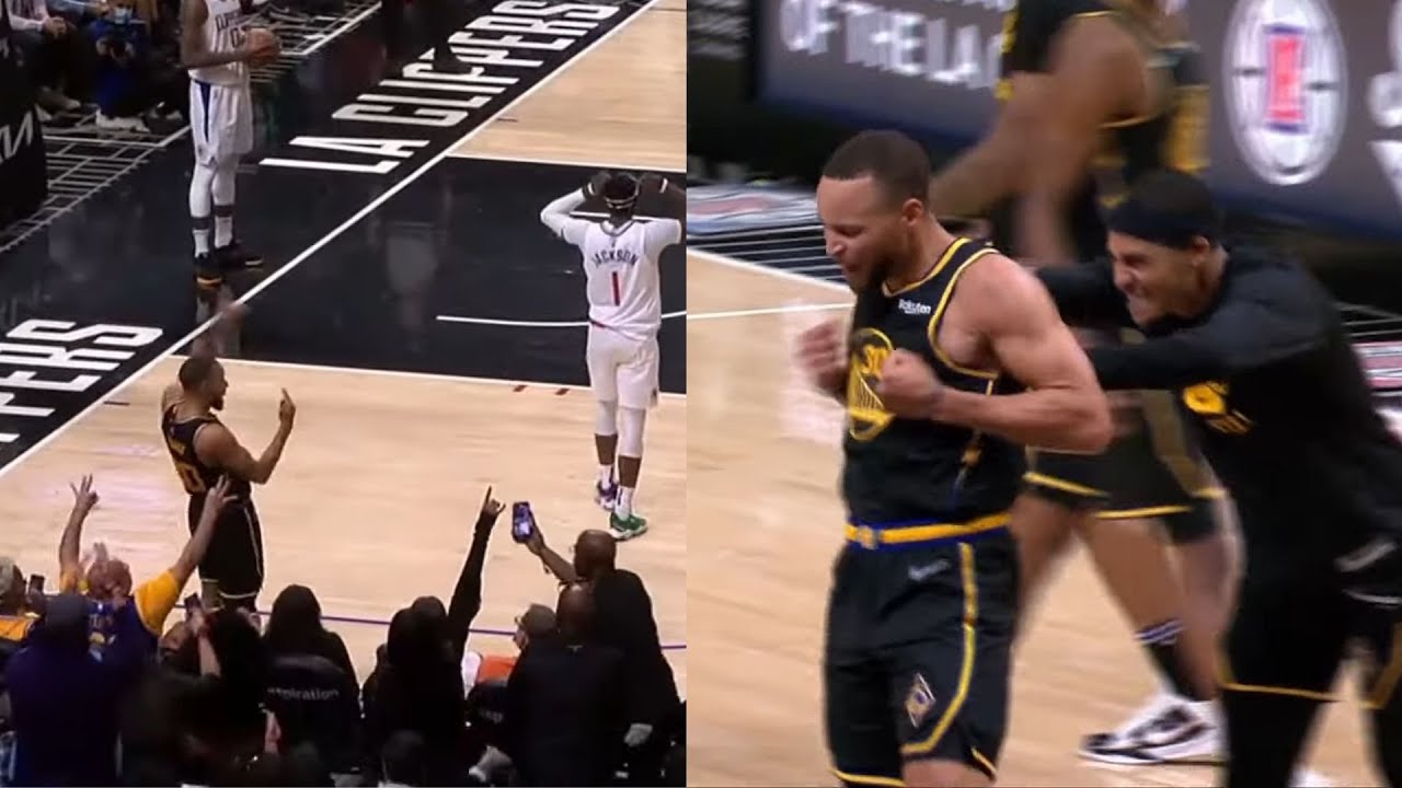 Stephen Curry hits a three over 2 defenders & clowns refs for giving ...