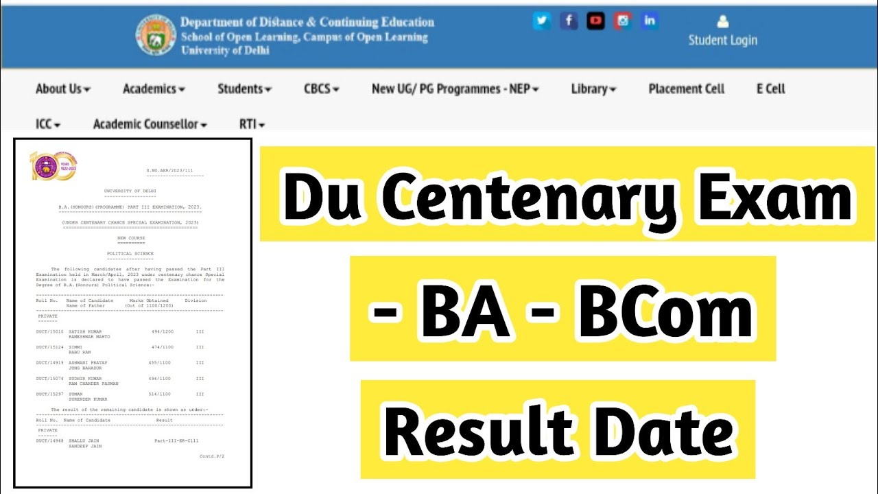 Du Centenary Exam Result Quarries | Ran2goal #exam #centenary_exam # ...