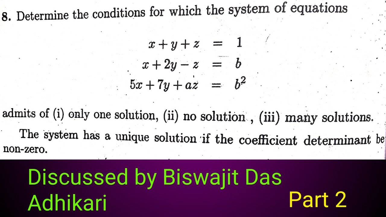 # System of linear equation, #Solution of S.K.Mapa book - YouTube