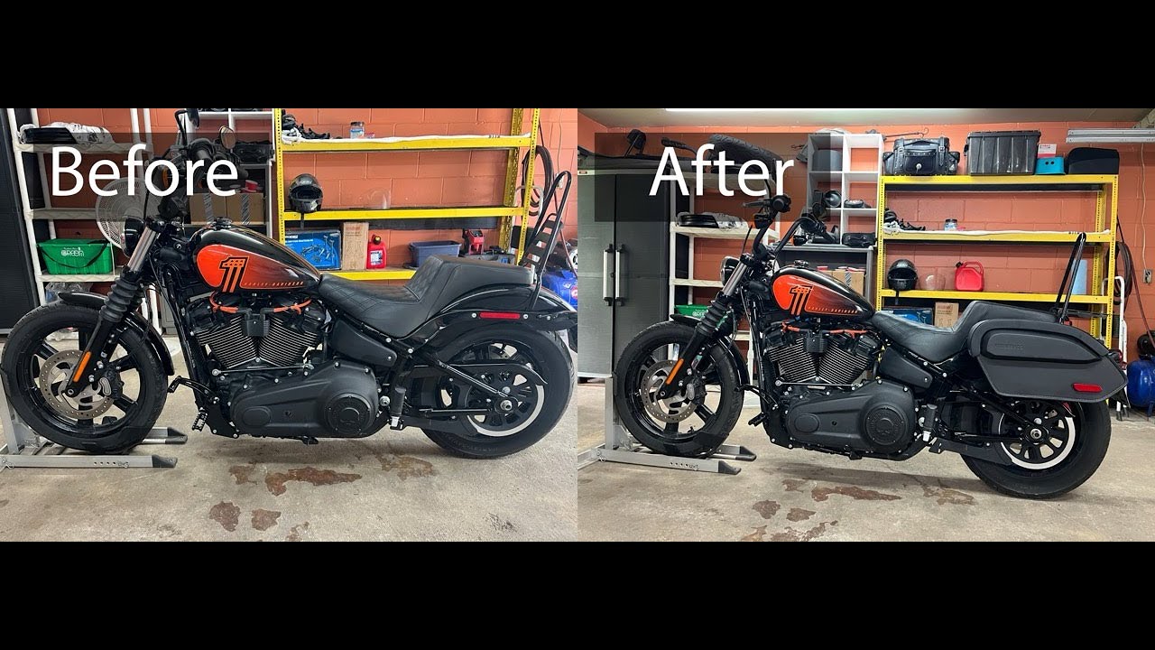 Harley Davidson 2022 Street Bob 114: Viking Aviator Saddle Bags Install ...