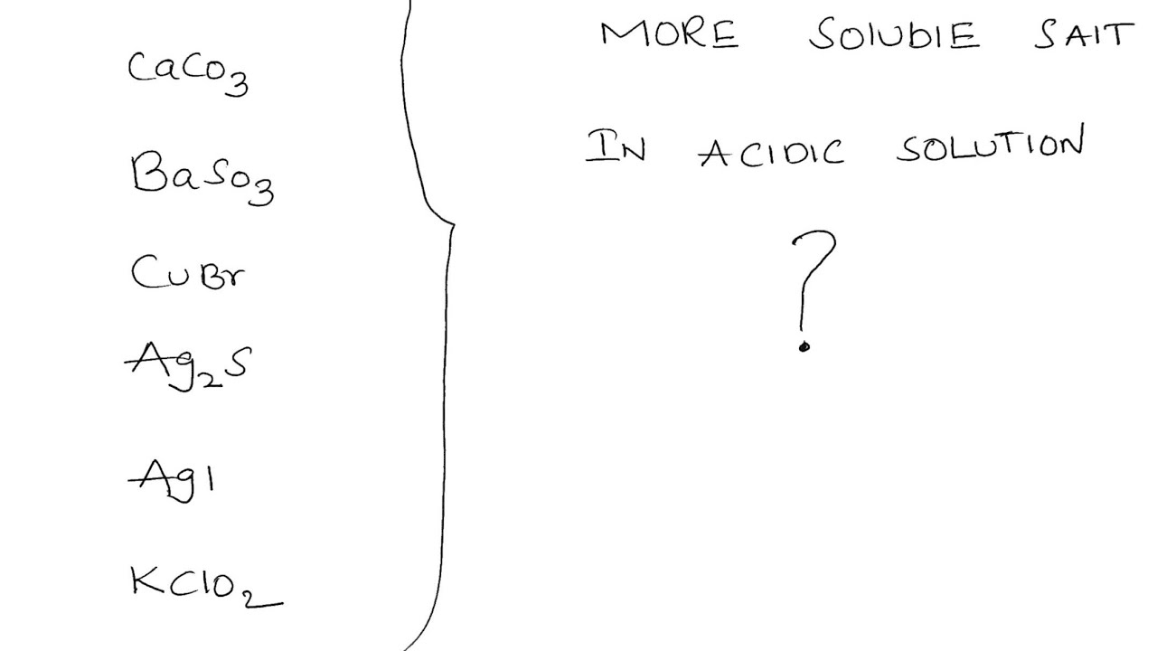 solubility of CdS, Ag2S, CaCO3, BaSO3, AgI, KClO2, AgCN in acidic ...