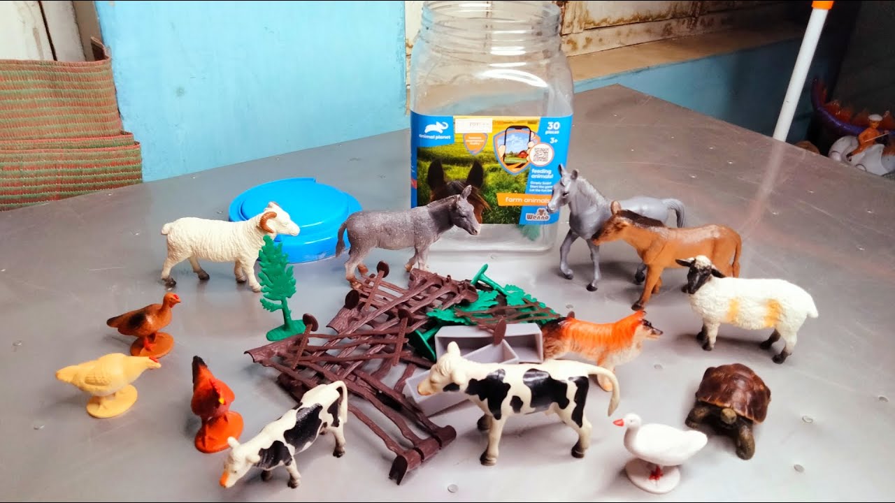 Farm Animals Box Unboxing with bondree and tree cow sheep horse chicken ...